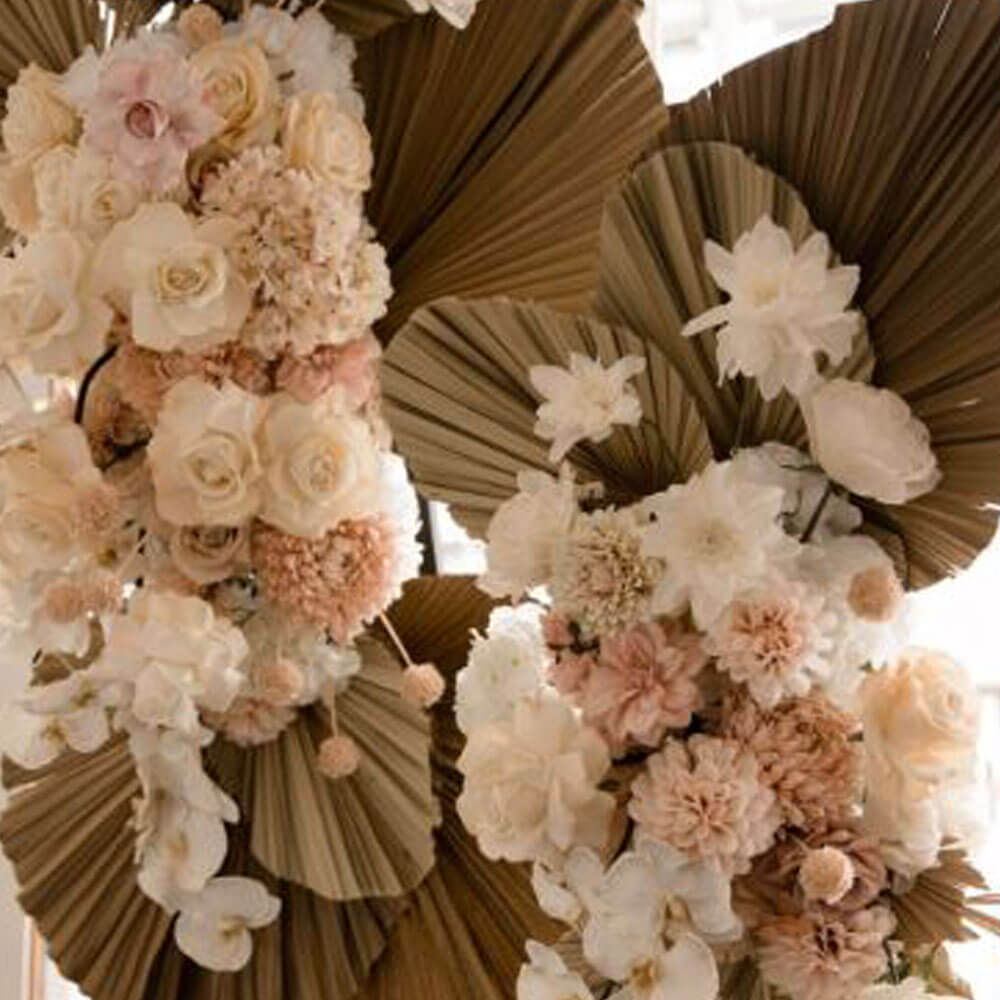 White / Cream Tones with Dried Palms - NS Prop Styling